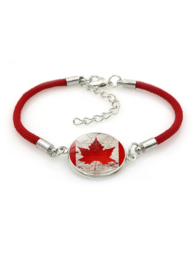 Canada Maple Leaf Flag Braided Bracelet