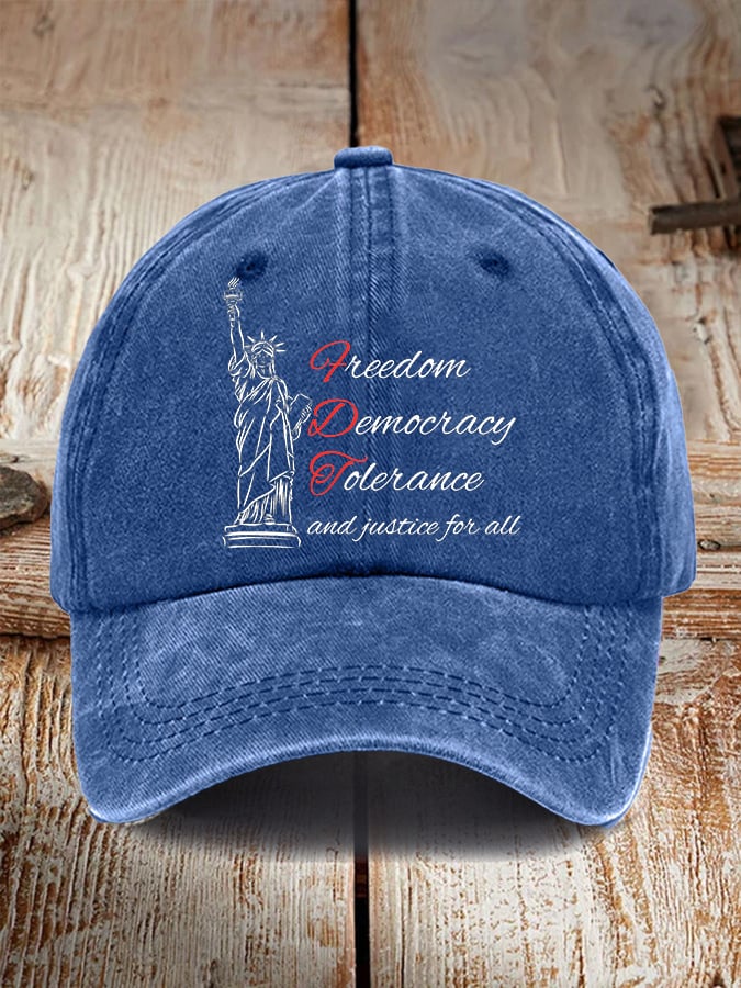 Freedom Democracy Tolerance And Justice For All Print Baseball Cap