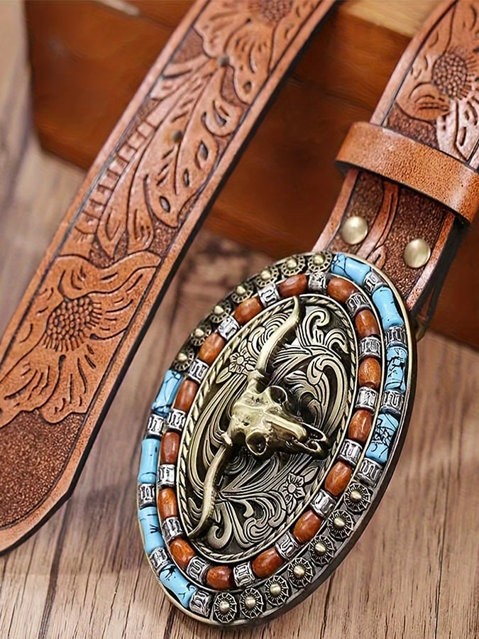 Vintage Western Embossed Cow Headband