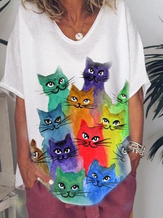 Women's Cats Print T-Shirt