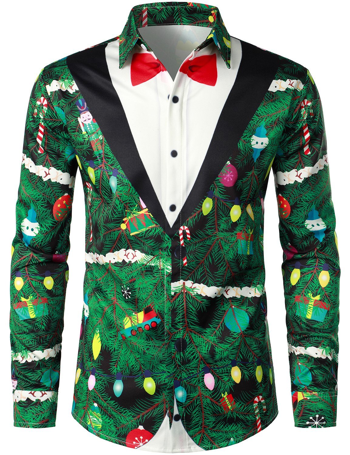 Men's Christmas Print Regular Fit Long Sleeve Shirt