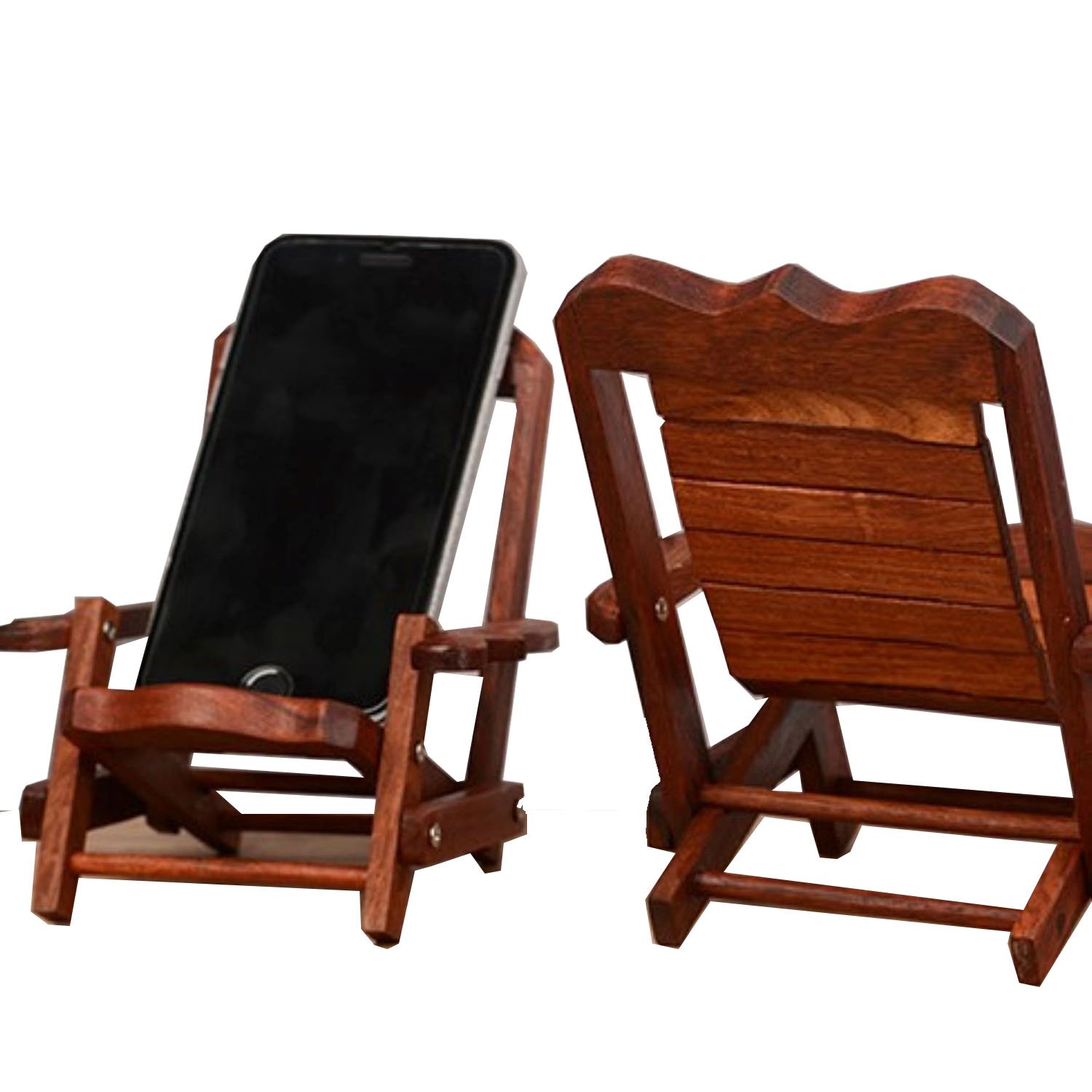 Wooden Reclining Chair Phone Holder Stand | Phone Storage Organizer