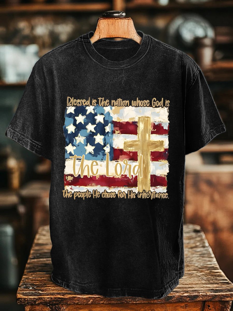 ️Women's Independence Day God Chosen And Blessed Nation Print T-Shirt Top