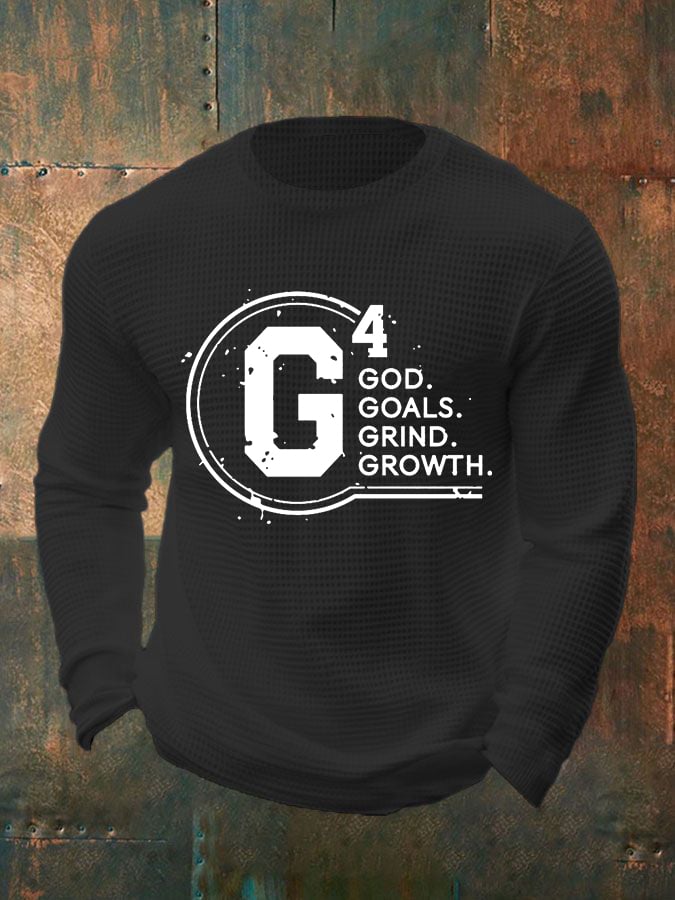 Men's God Goals Grind Growth Waffle Long Sleeve T-Shirt