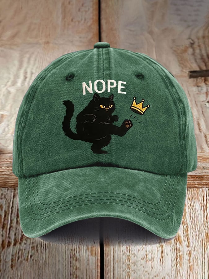 Retro No Kings In America Cat Crown Nope Baseball Cap