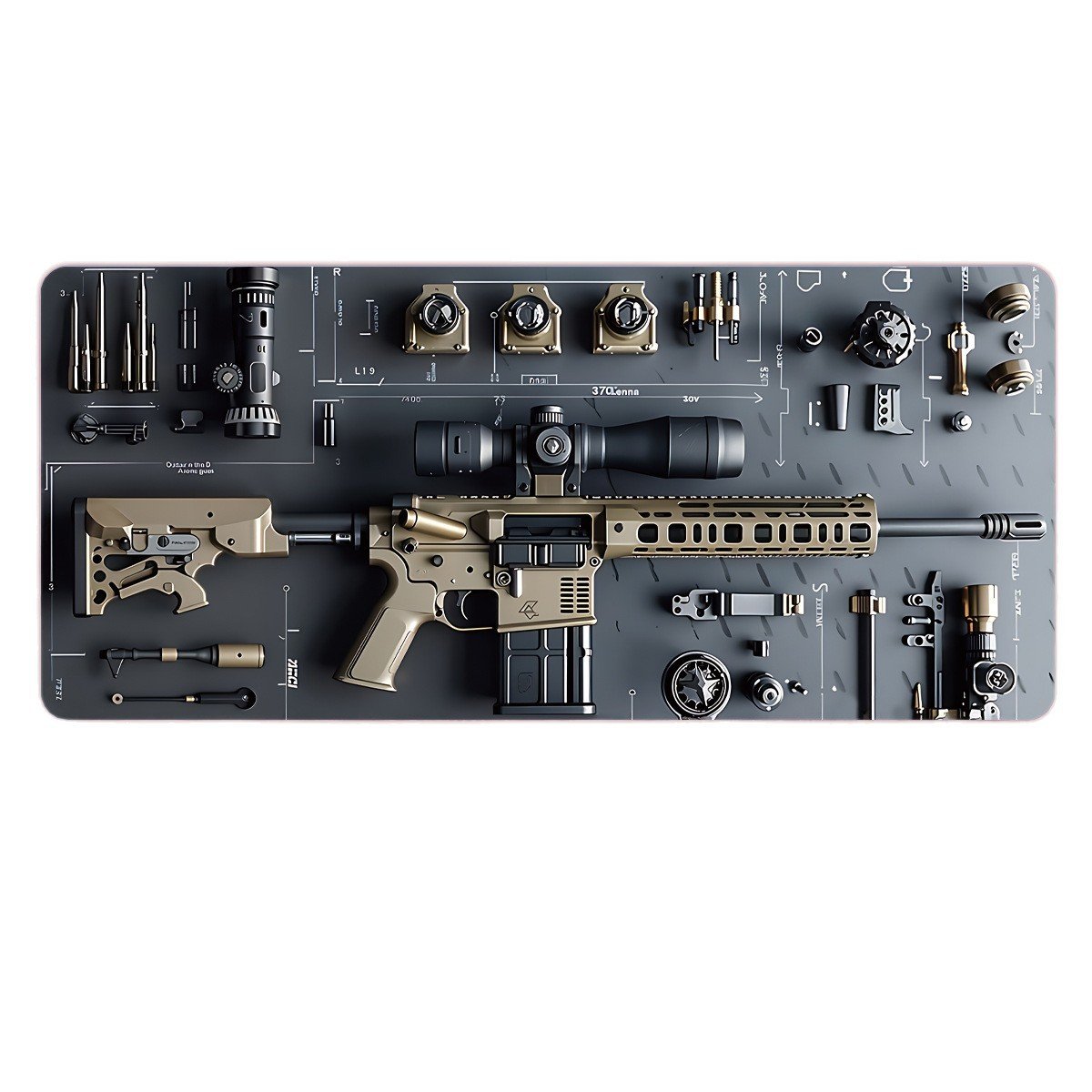 💥Military Weapon Mouse Mat | Anti - Slip | Multiple Sizes 🖱️