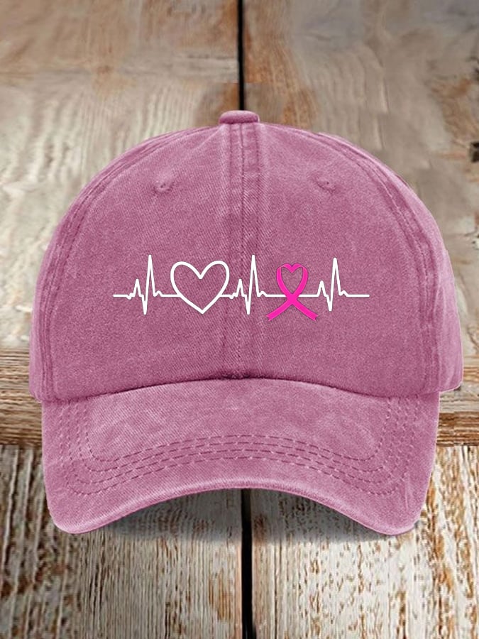 Women's ECG Heart Ribbon Printed Hat