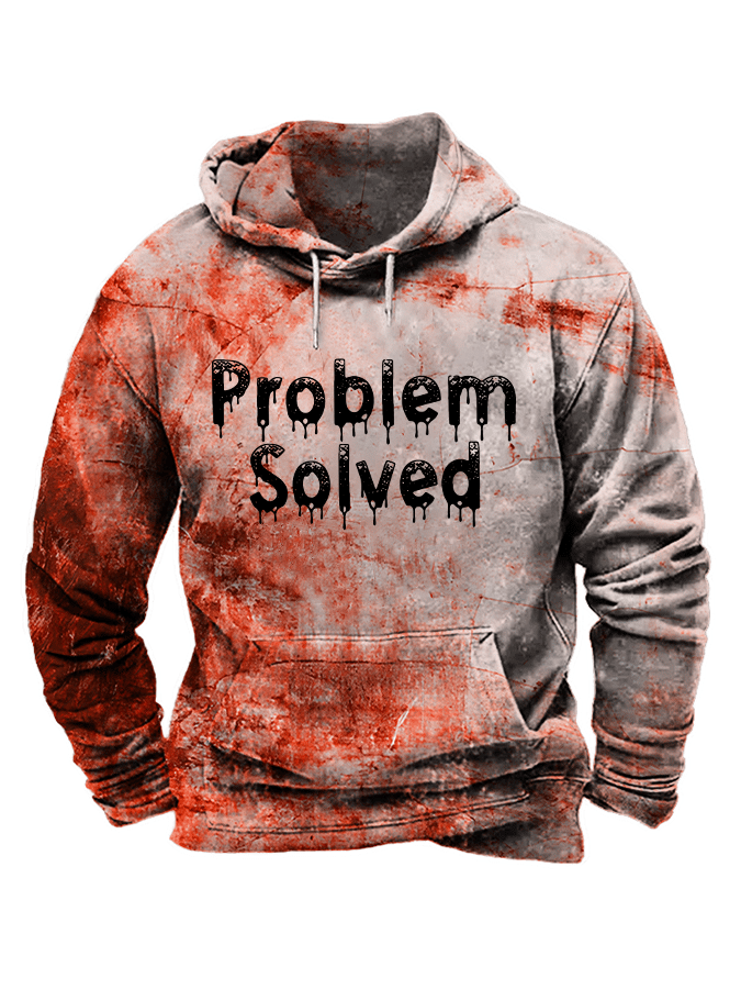 Men's Bloody Problem Solved Print Hoodie