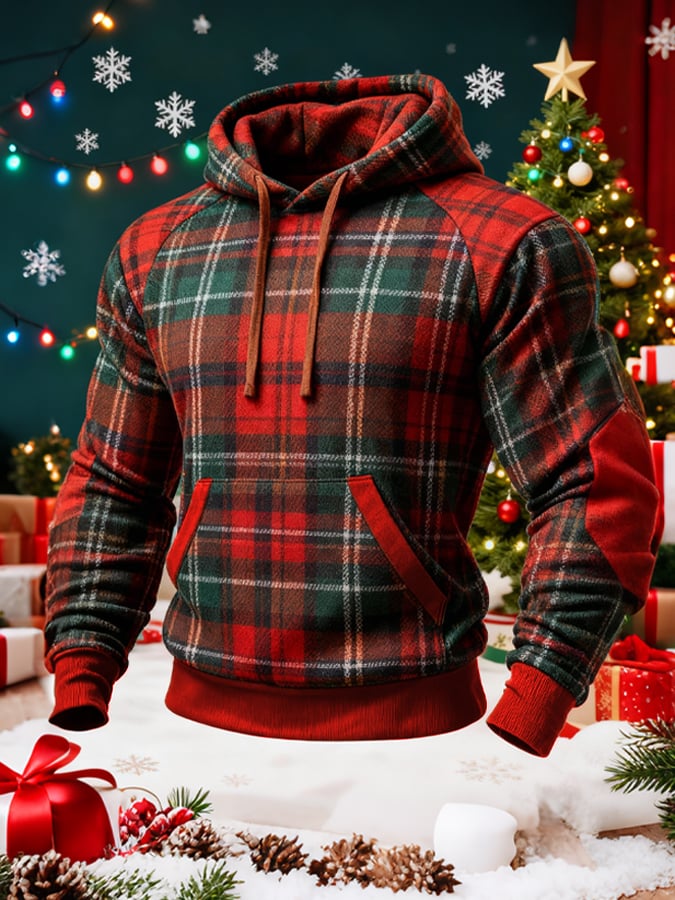 Men's Retro Distressed Color Block Print Casual Long Sleeve Sweatshirt