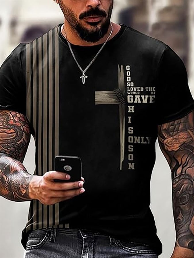 Men's God So Loved The World Gave His Only Noso Print T-Shirt