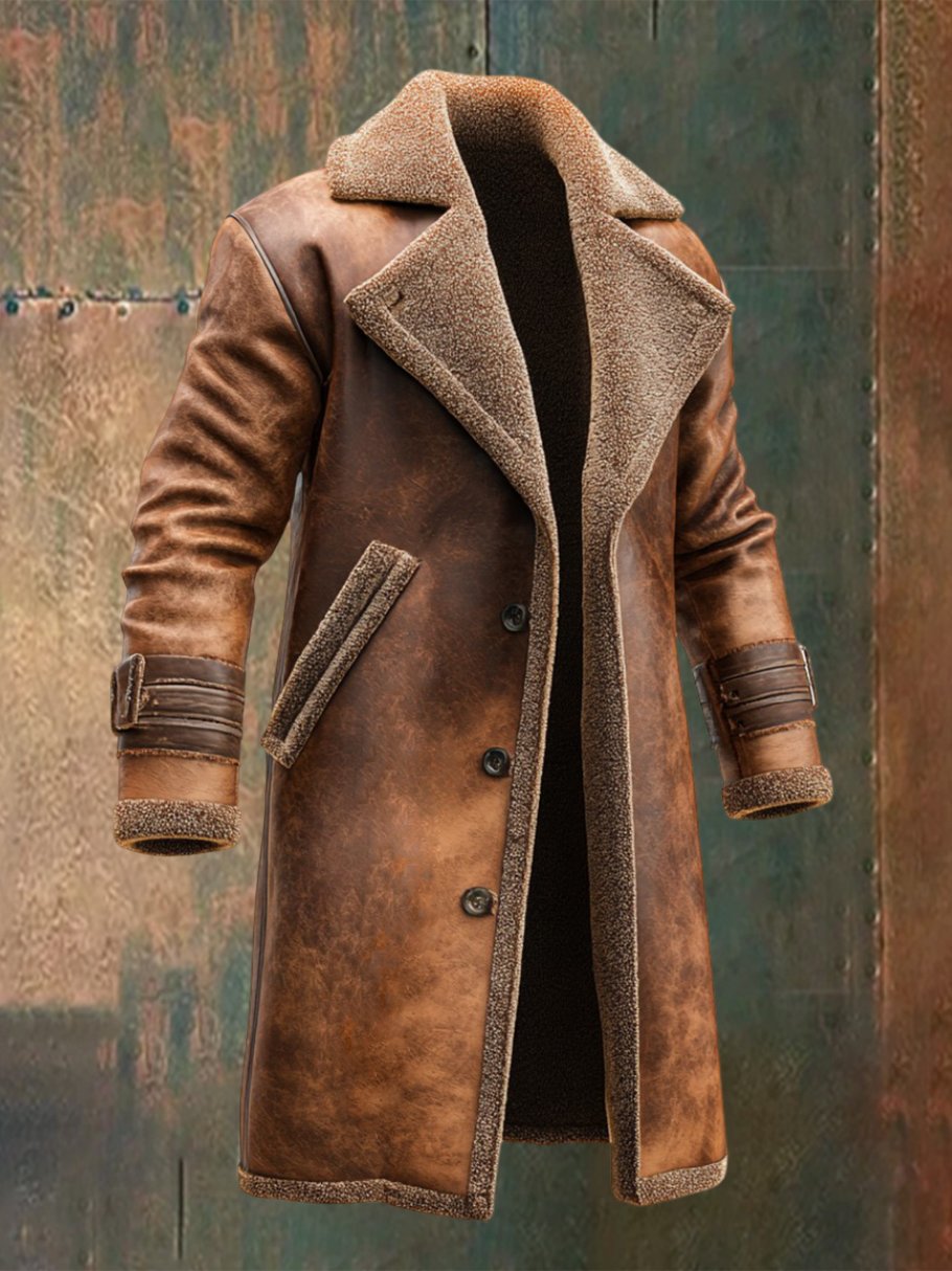 Men's Retro Brown Casual Long Sleeve Coat