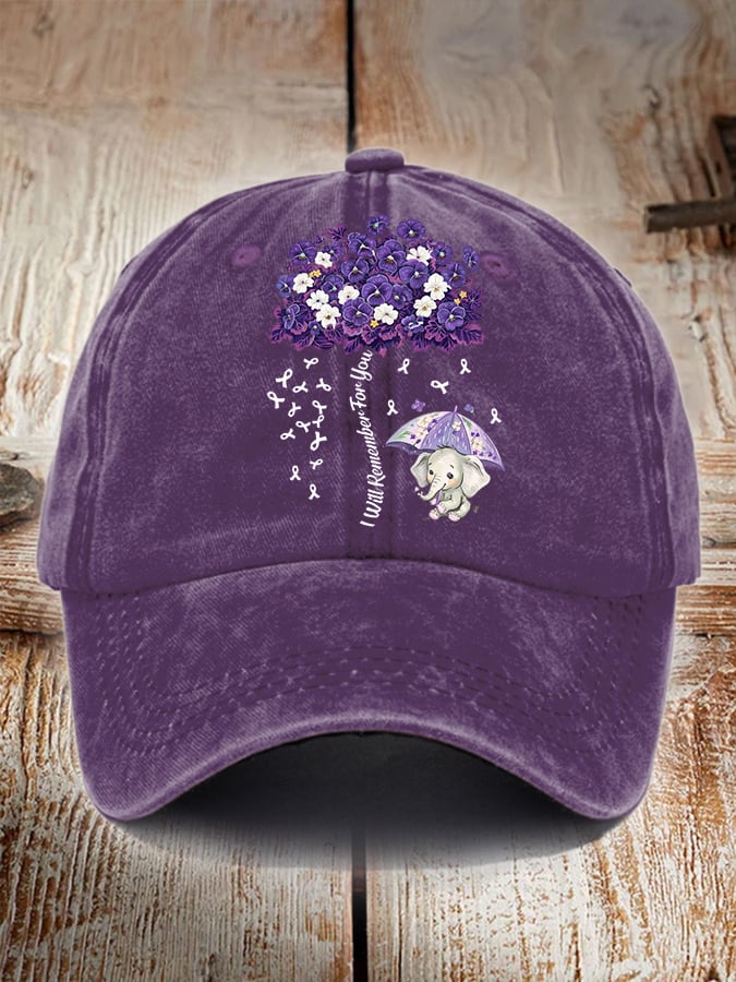 Unisex Distressed Washed Cotton Alzheimer's Disease Awareness Floral ...