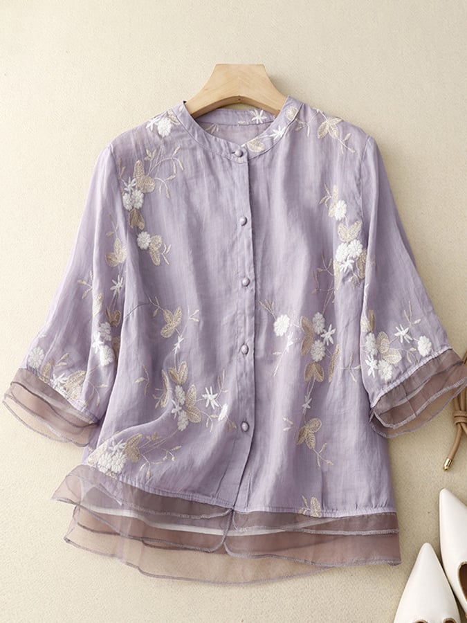 Women's Embroidered Patchwork Lace Top