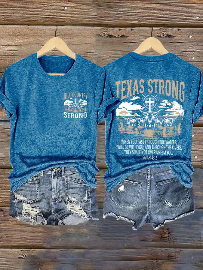 Retro Texas Strong Hill Country Strong When You Pass Through The Waters ...