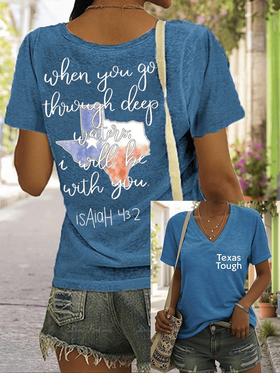 V-Neck Retro Texas Strong The Stars At Night Are Big And Bright Deep In ...
