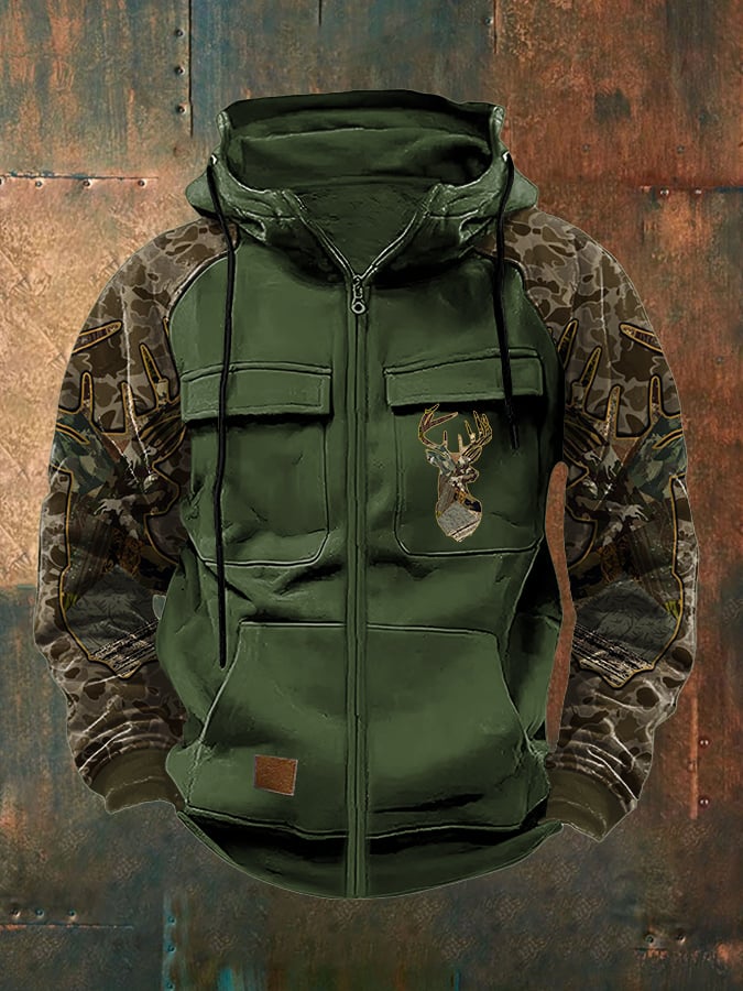 🔥Buy 3 Get 10% Off🔥Men's Retro Casual Camouflage Elk Contrast Color Jacket