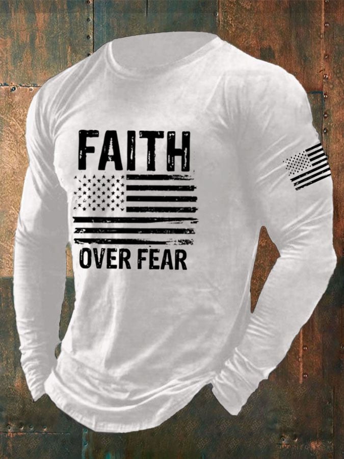 Men'S Faith Over Fear Flag Print T-Shirt