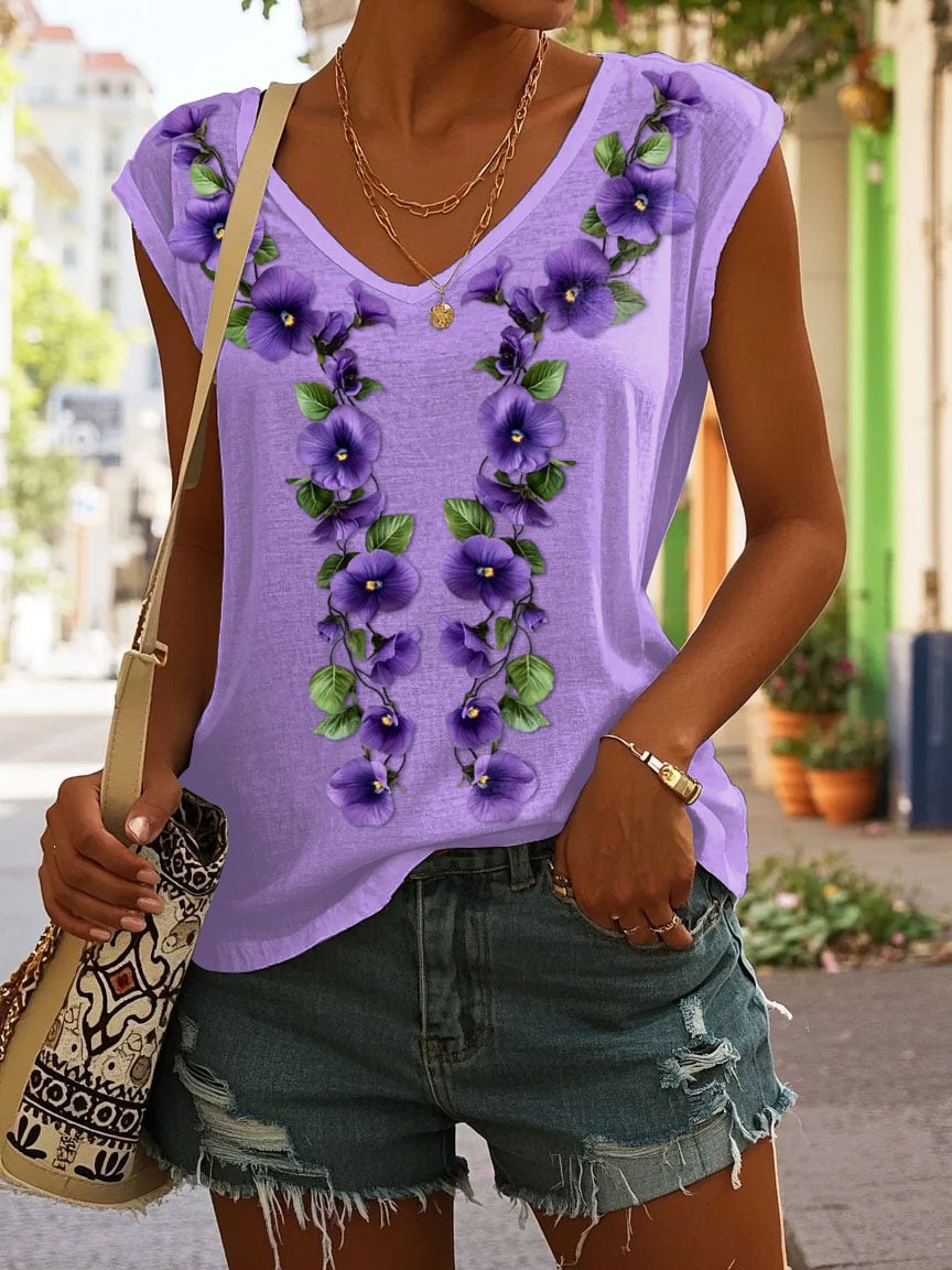 Womens Pansy Unconditional Love Embroidered Vest