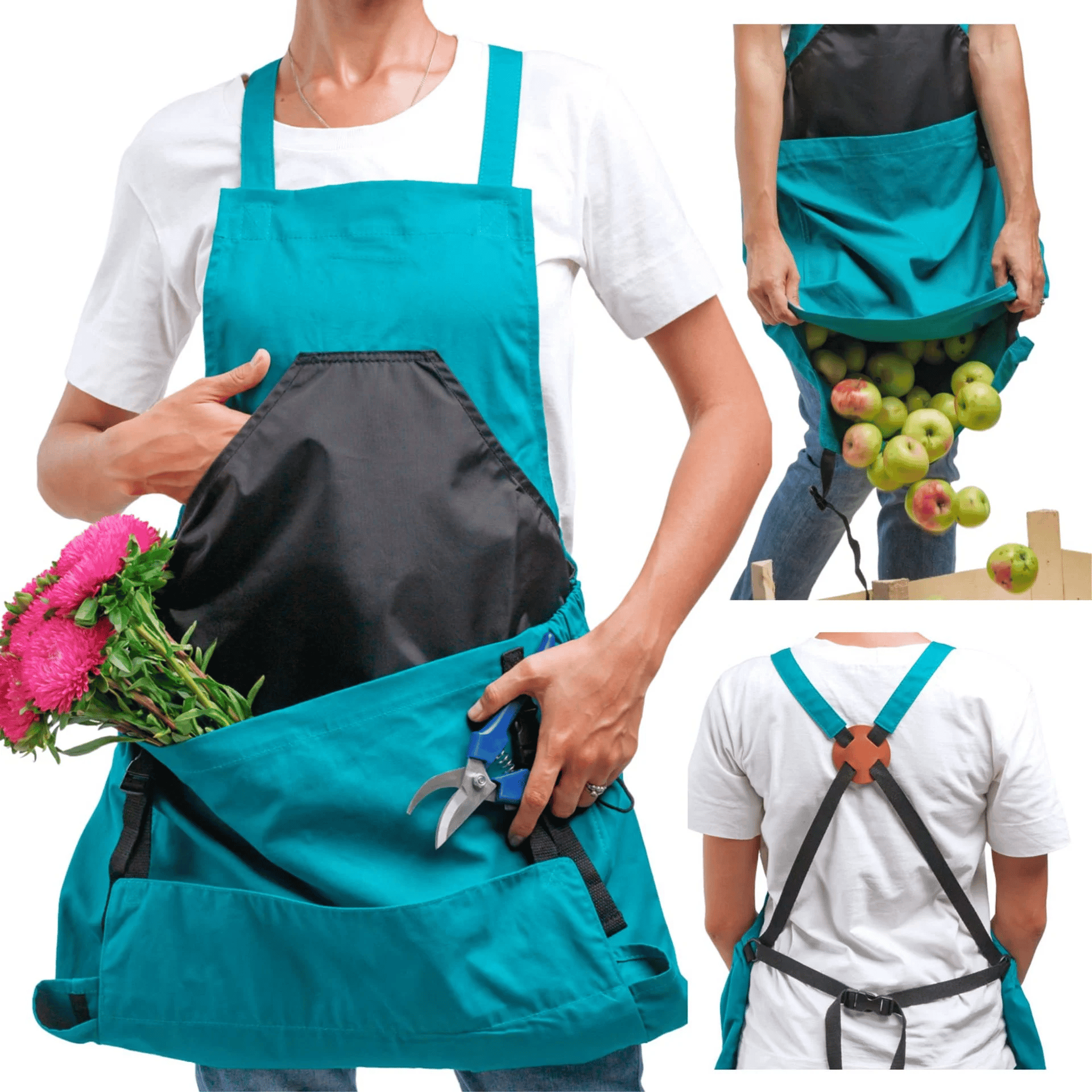 Cross Back Gardening Apron With Deep Kangaroo Release Pockets