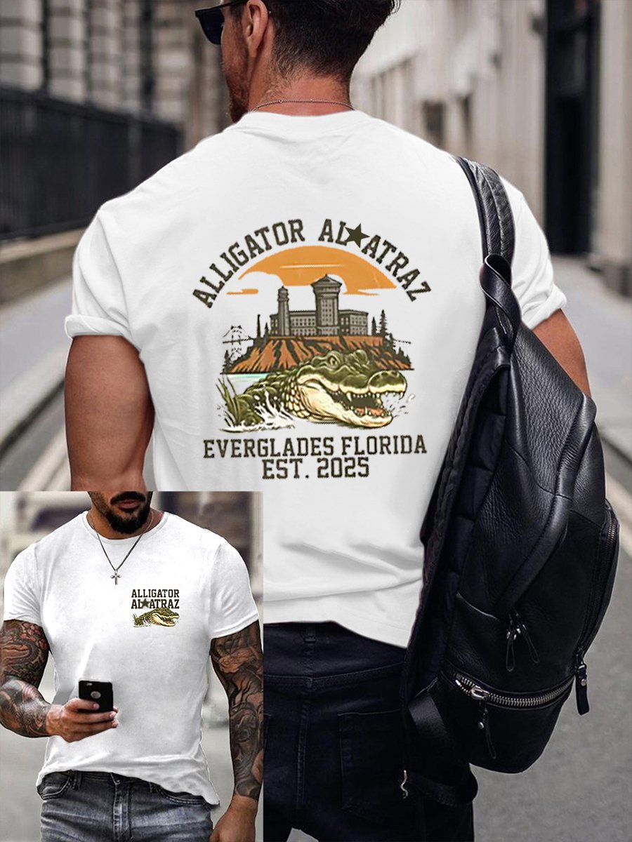 Men's Alligator Alcatraz Print T-Shirt