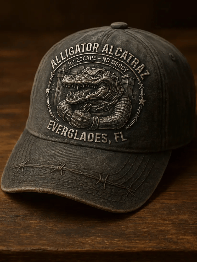 Unisex Alligator Alcatraz No Escape Print Baseball Cap