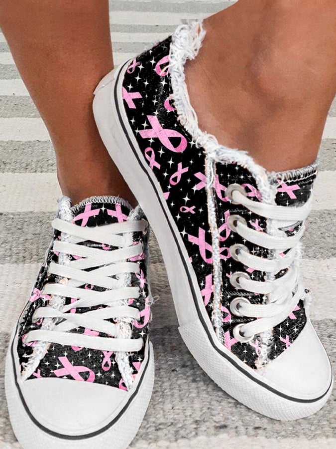 Women's Breast Cancer Awareness Pink Ribbon Sneakers