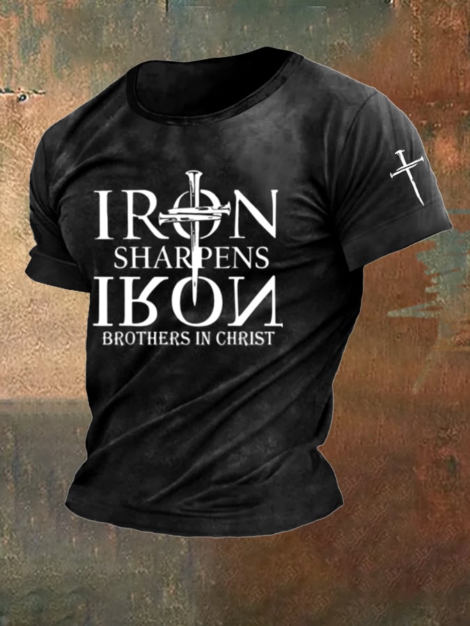 Men's Iron Sharpens Iron Brothers In Christ Jesus God Christian T-Shirt