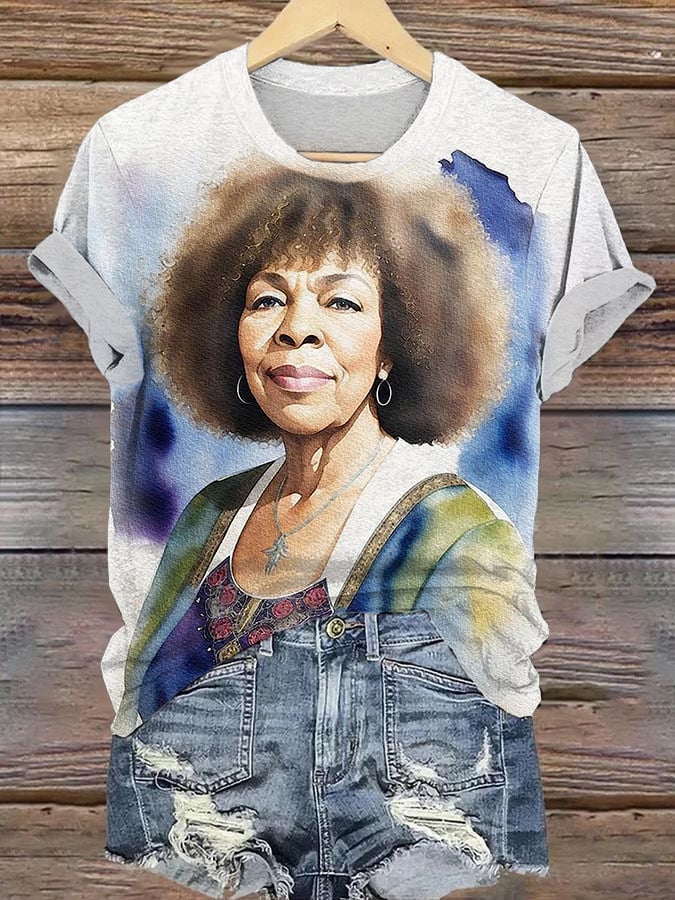 Retro Flack Watercolor Print T-Shirt