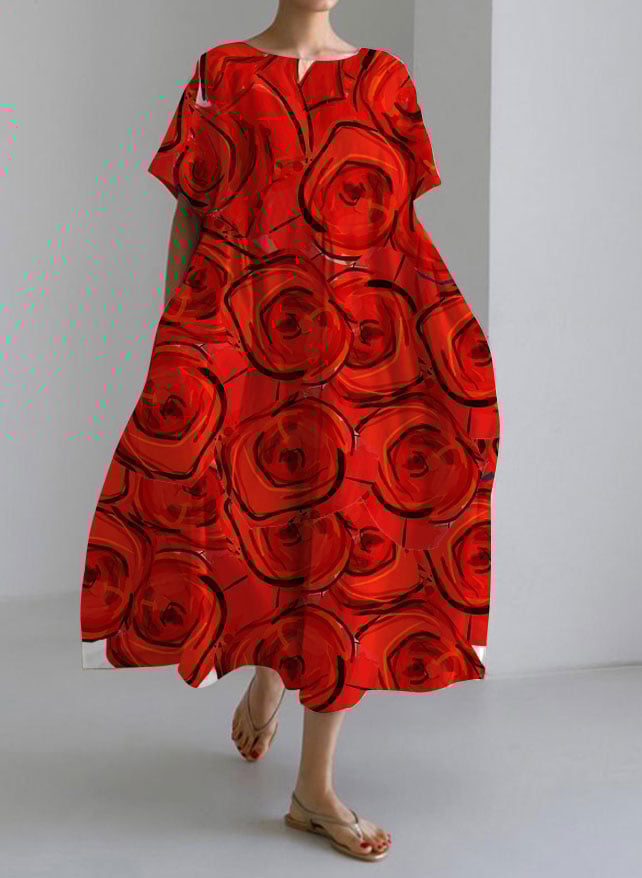 Women's Red Rose Dress