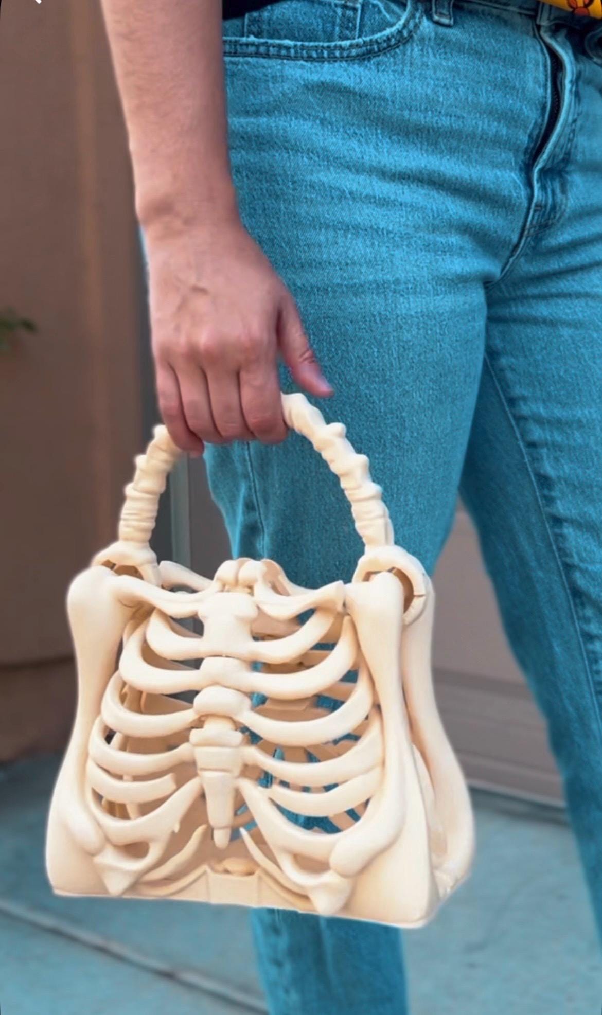 3D Printed Skeleton Bone Bag | Gothic Halloween Essential