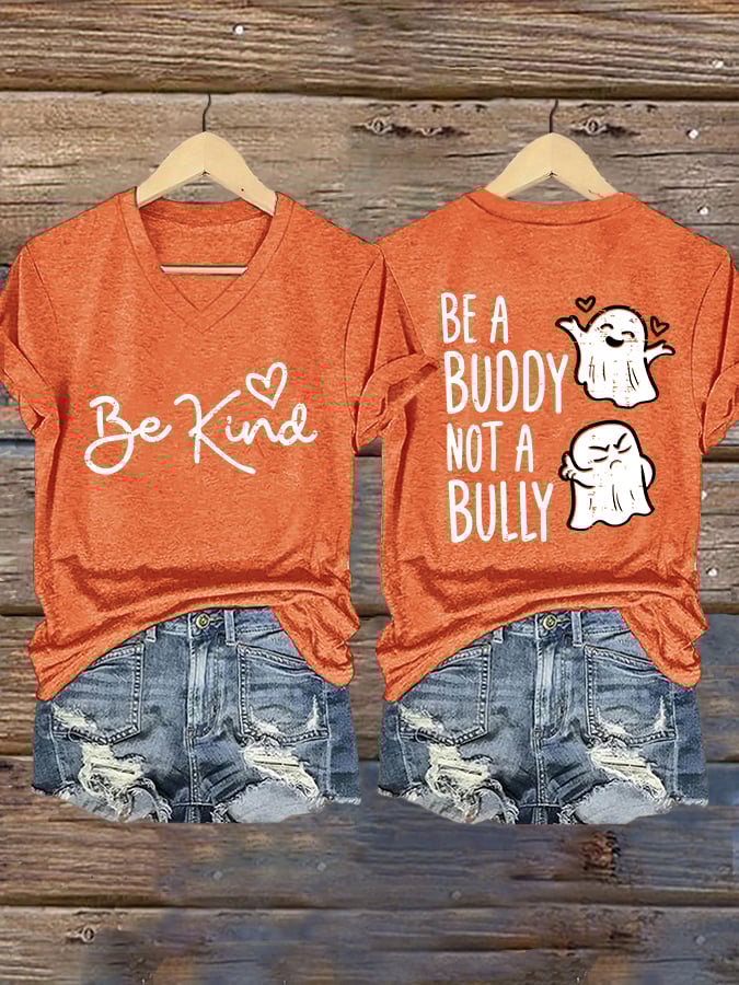 Women'S Be A Buddy Not A Bully Ghosts Orange Anti Bullying Unity Day ...